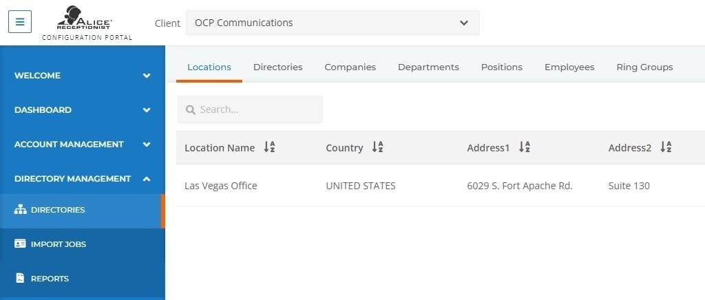 ALICE Portal – Locations Tab