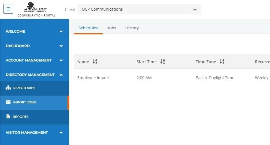 ALICE Portal – Job Schedules Tab