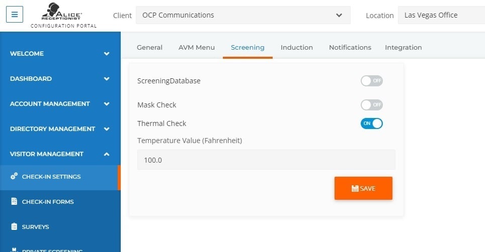 ALICE Portal – Screening Tab