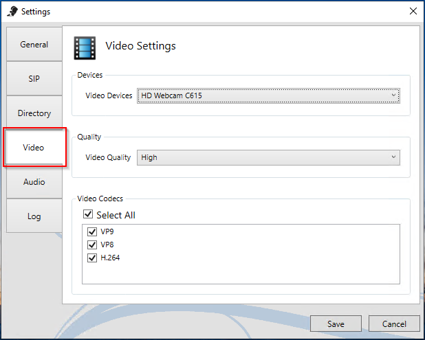 ALICE Client – Video Tab